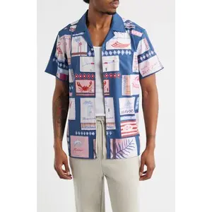 MAVRANS Match Box Graphic Camp Shirt - Blue