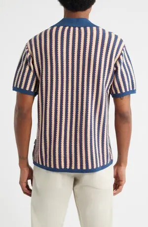 MAVRANS Strike A Match Stripe Polo - Blue