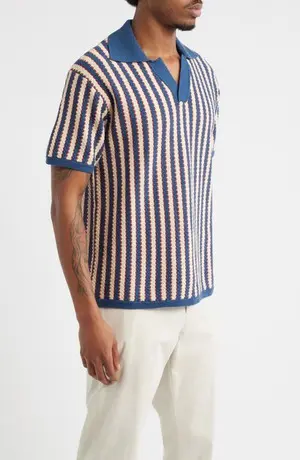 MAVRANS Strike A Match Stripe Polo - Blue