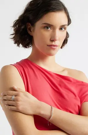 Nordstrom Cubic Zirconia Baguette Overlap Ring - Clear- Silver