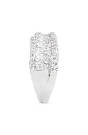 Nordstrom Cubic Zirconia Baguette Overlap Ring - Clear- Silver