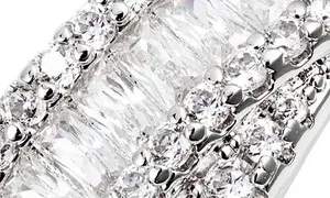 Nordstrom Cubic Zirconia Baguette Overlap Ring - Clear- Silver