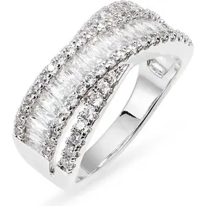 Nordstrom Cubic Zirconia Baguette Overlap Ring - Clear- Silver