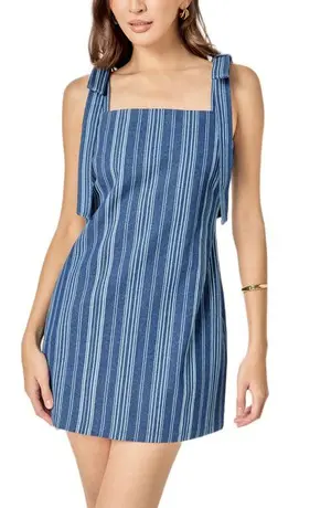 English Factory Striped Mini Dress - Denim