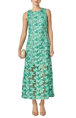 English Factory Floral Embroidered Sleeveless Maxi Dress - Kelly Green
