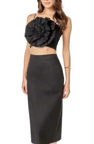 English Factory High Waist Column Midi Skirt