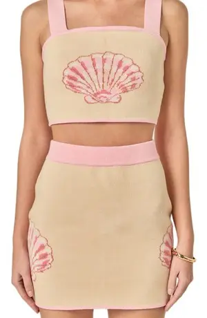 English Factory Seashell Crop Knit Tank