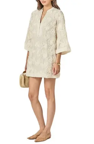 English Factory Ribbon Appliqué Shift Minidress