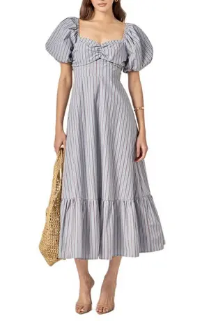 English Factory Striped Maxi Dress With Back Tie