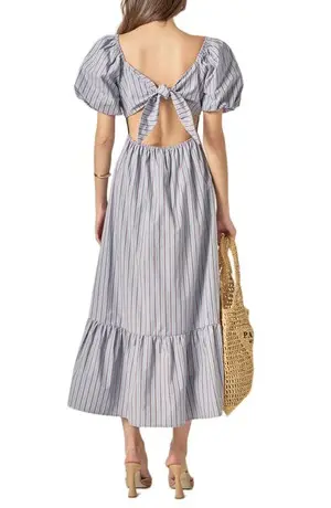 English Factory Striped Maxi Dress With Back Tie
