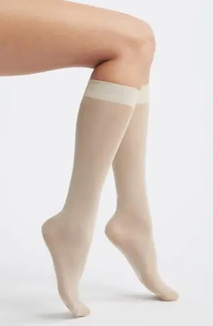 HIGH HEEL JUNGLE Glitterati Metallic Knee High Socks Khaki