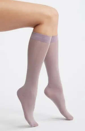 HIGH HEEL JUNGLE Glitterati Metallic Knee High Socks - Purple