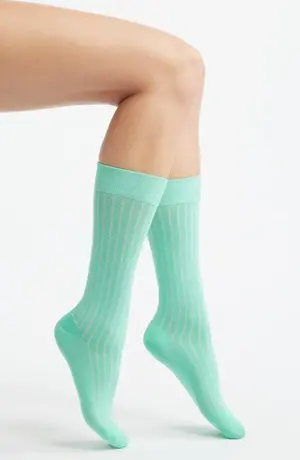 HIGH HEEL JUNGLE Arcade Stripe Crew Socks - Mint Green