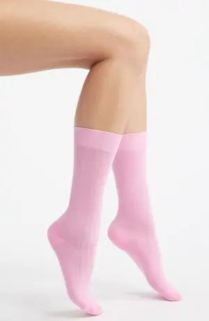 HIGH HEEL JUNGLE Arcade Stripe Crew Socks - Pink