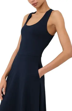 PACT Fit & Flare Organic Cotton Maxi Dress With Open Back - Navy
