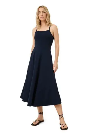 PACT Fit & Flare Midi Dress - Navy