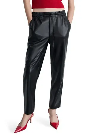 Mango Faux Leather Drawstring Pants