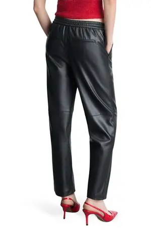 Mango Faux Leather Drawstring Pants