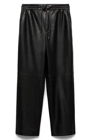 Mango Faux Leather Drawstring Pants
