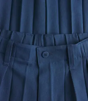 Issey Miyake Edge Pleat Straight Trousers - Navy