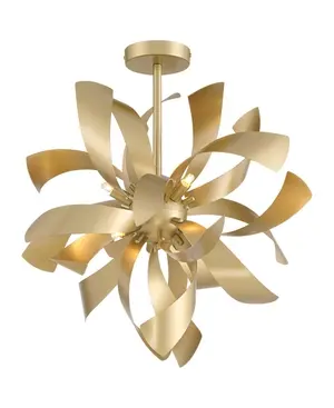 POSSINI EURO DESIGN Verity 22" Modern Semi Flush-mount Ceiling Light Fixture Kitchen Foyer Twisted 6-light Led Finish Metal - Gold