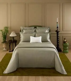 YVES DELORME Triomphe Kaki Oxford Pillowcase - Green