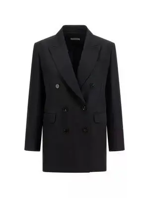 Alberto Biani Double-breasted Coat With Peak Lapels - Black