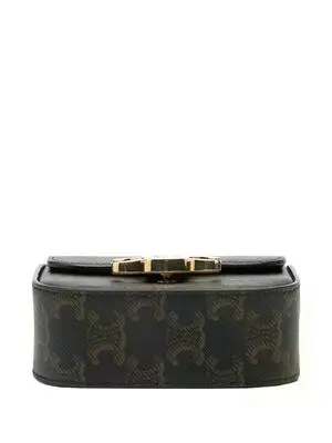 Celine 2022 Mini Triomphe Coated Canvas Claude Crossbody Bag - Brown