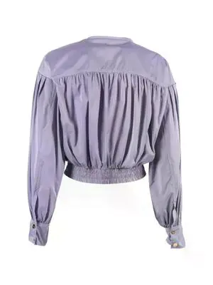 Elisabetta Franchi Cropped Bomber Jacket With Pleated Sleeves