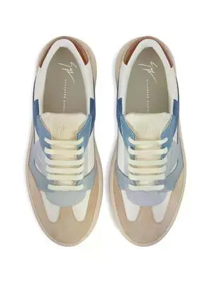GIUSEPPE ZANOTTI Colour-block Low-top Leather Sneakers - White