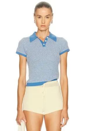 Guest In Residence Pique Shrunken Polo Top - Sail Combo