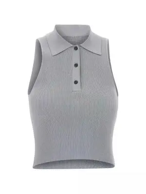 A. ROEGE HOVE Ribbed Button Polo Top