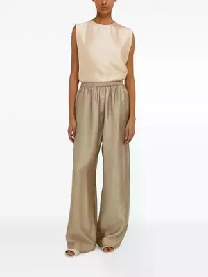 FERRAGAMO Silk Twill Trousers - Neutrals