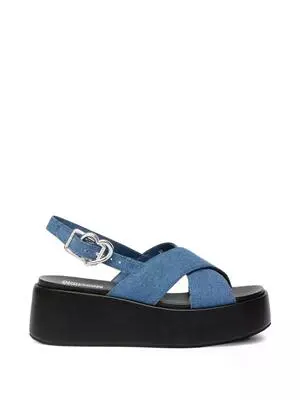 Moschino Criss-cross Platform Sandals With Buckle Fastening - Blue
