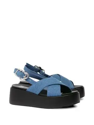 Moschino Criss-cross Platform Sandals With Buckle Fastening - Blue