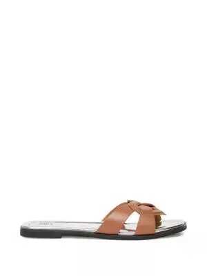 Moschino Bow Straps Leather Sandals - Brown