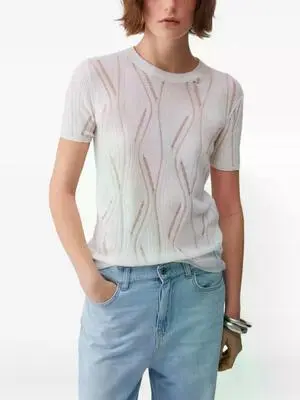 Liu Jo Perforated Short Sleeve Sweater - White