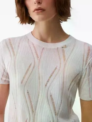 Liu Jo Perforated Short Sleeve Sweater - White