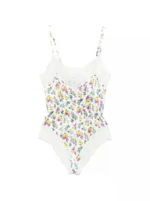 Dolce & Gabbana Floral-print Lace-trimmed Playsuit - White