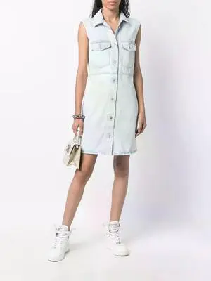 Off-White Logo-print Denim Shirt Dress