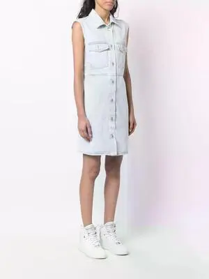 Off-White Logo-print Denim Shirt Dress
