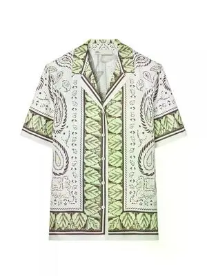 Tory Burch Silk Camp Shirt With Cockatoo Print - Neutrals