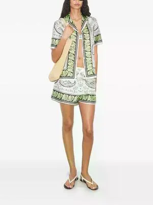 Tory Burch Silk Camp Shirt With Cockatoo Print - Neutrals