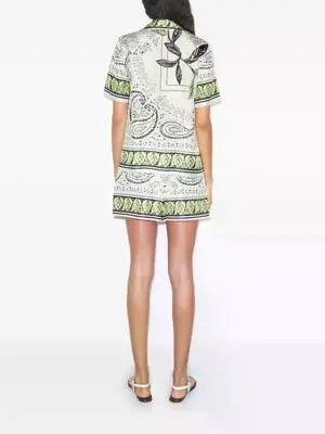 Tory Burch Silk Camp Shirt With Cockatoo Print - Neutrals