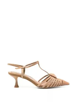 APEPAZZA Suede T-strap Pumps