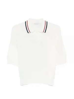 Brunello Cucinelli Ribbed Knit Polo Shirt With Striped Collar