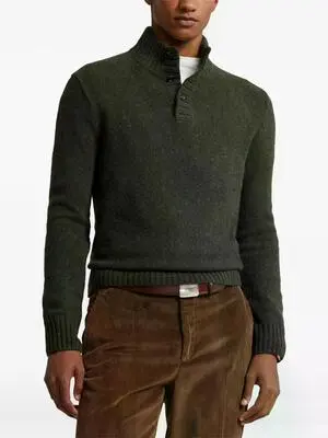 Polo Ralph Lauren Button Mock-neck Sweater - Green