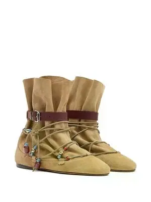 Isabel Marant Étoile Letiz Bead-embellished Ankle Boots - Neutrals