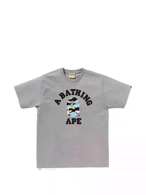 A BATHING APE Logo Print Cotton T-shirt - Grey
