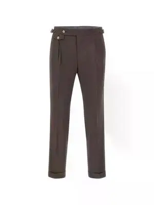 BARBA NAPOLI Front Pleats Side Buckle Trousers